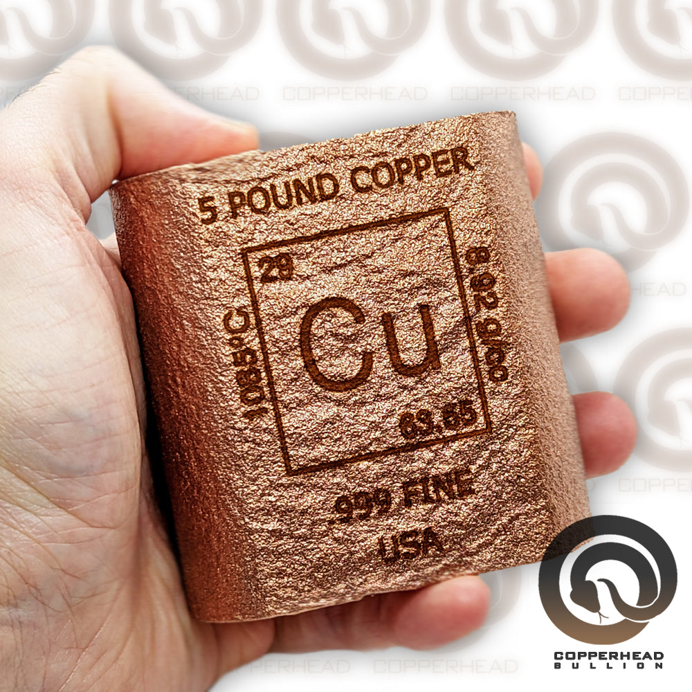 5 Pound Cast Copper Bar - Element Design – Copperhead Bullion