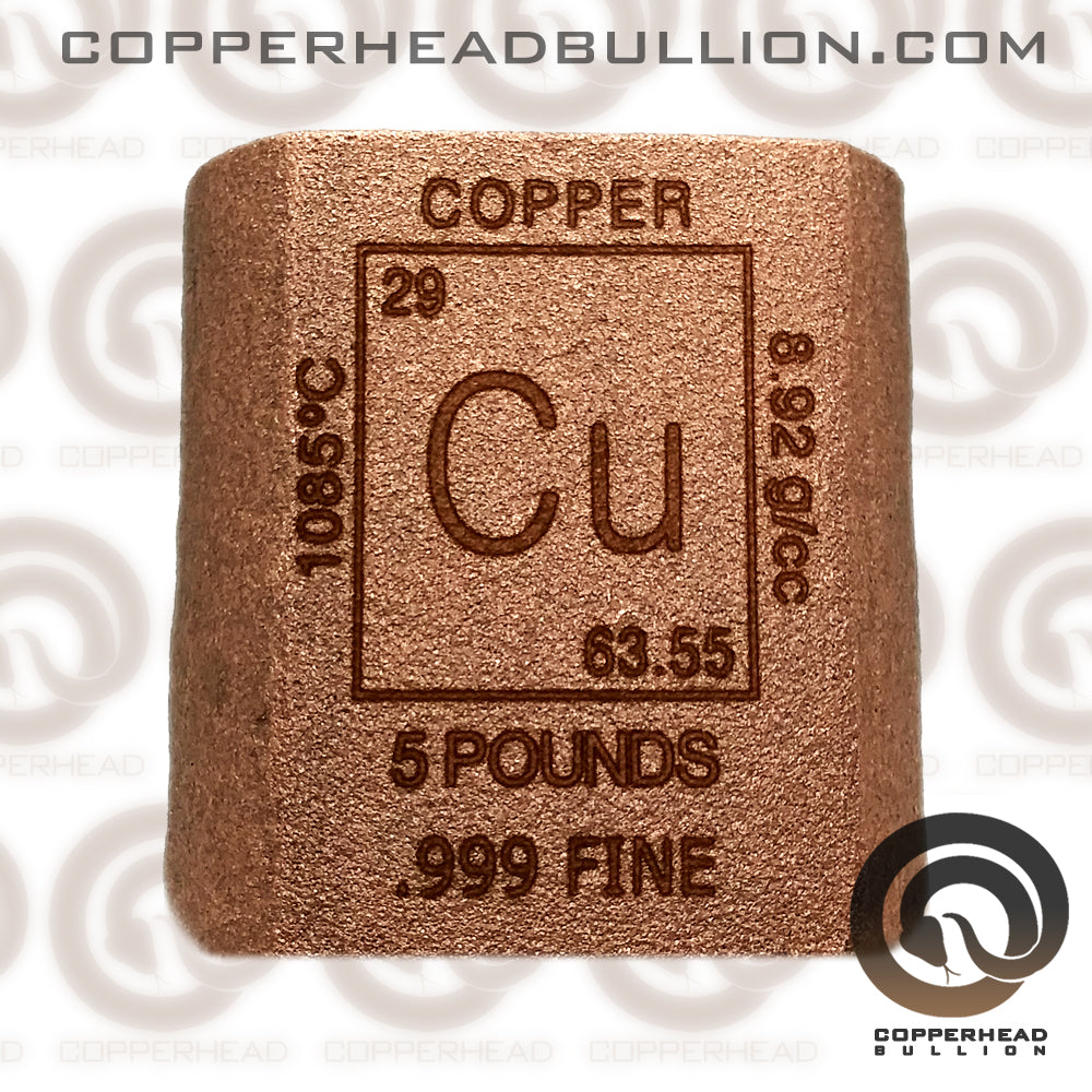 5 Pound Cast Copper Bar - Element Design – Copperhead Bullion