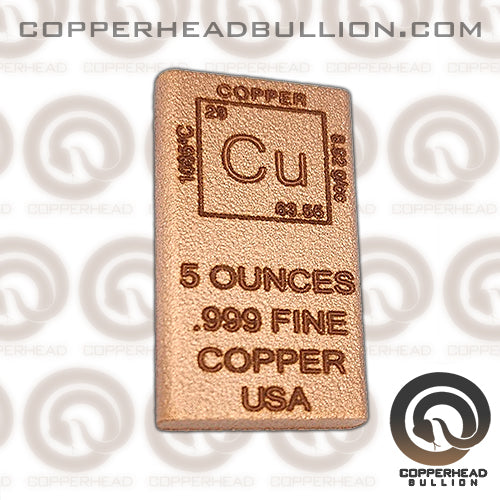 5 oz Copper Bar - Classic Element Design – Copperhead Bullion