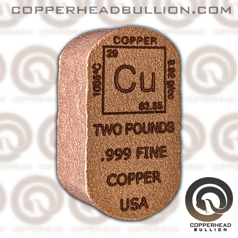 2 Pound Copper Bar - Element / Copperhead Design – Copperhead Bullion